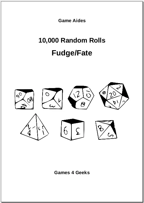 10,000 Random Rolls - Fudge/Fate dice - Games 4 Geeks | Game Aids ...