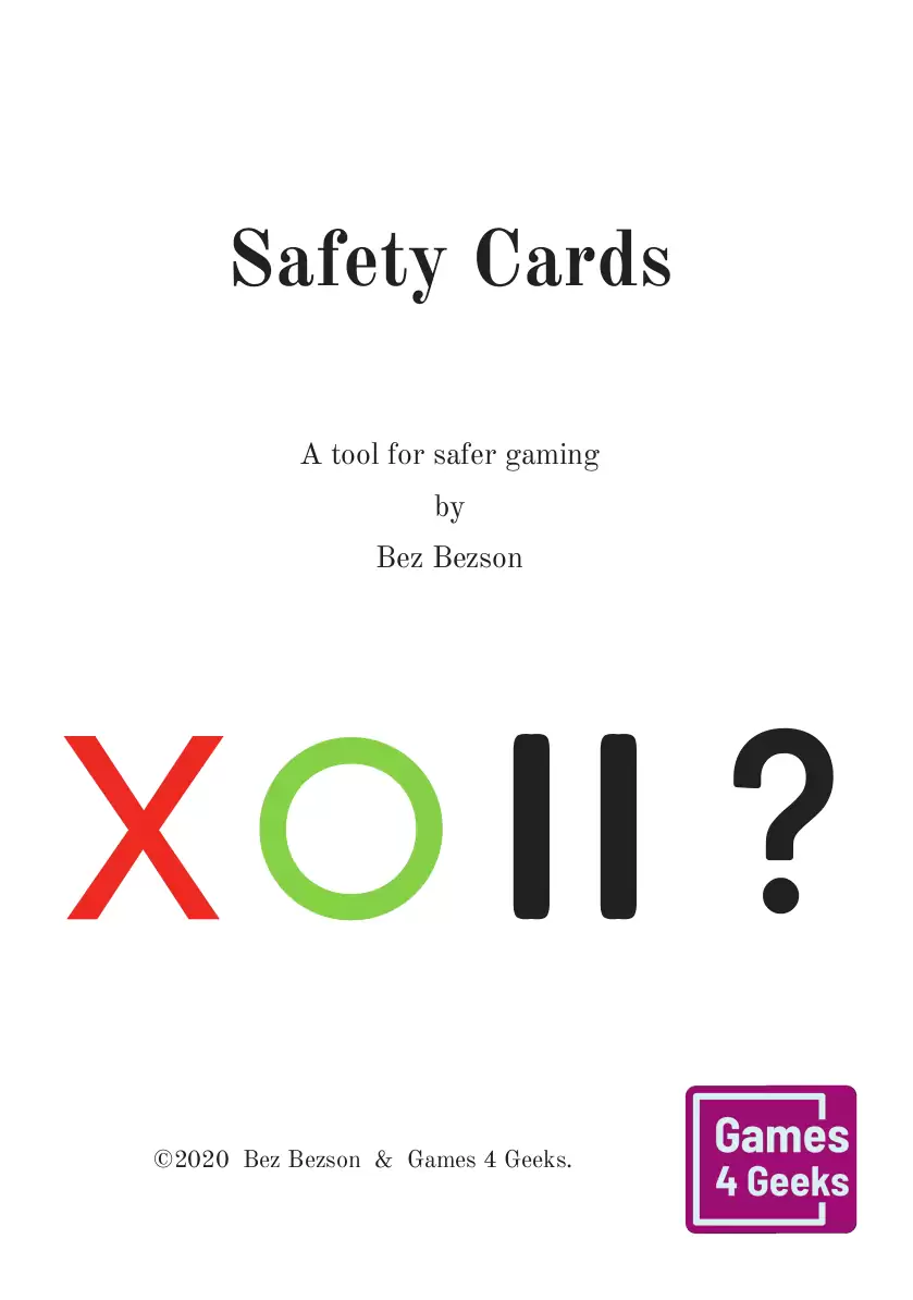 Safety Cards - Games 4 Geeks | Game Aids | DriveThruRPG