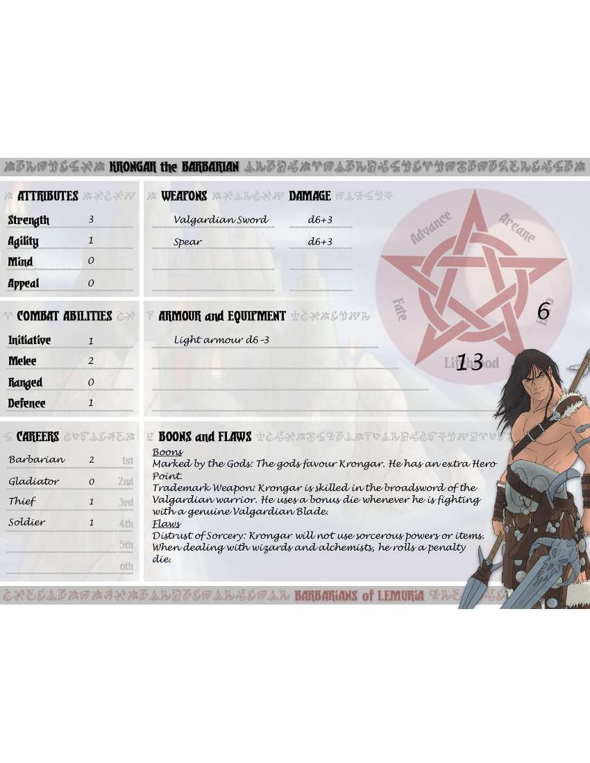 Barbarians of Lemuria: Mythic Edition - Character Sheets - Beyond ...