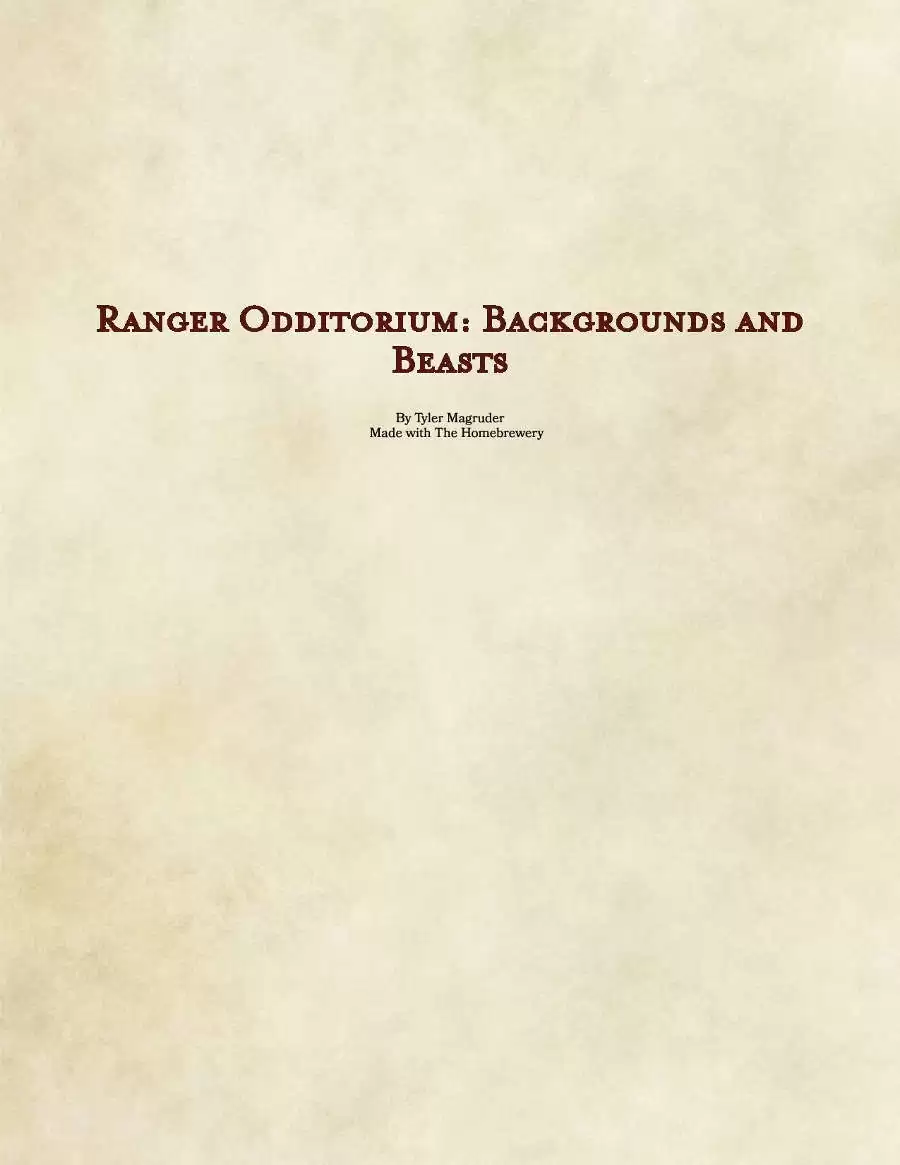 (5e) Ranger Odditorium: Backgrounds and Beasts - Zargo Games | DriveThruRPG