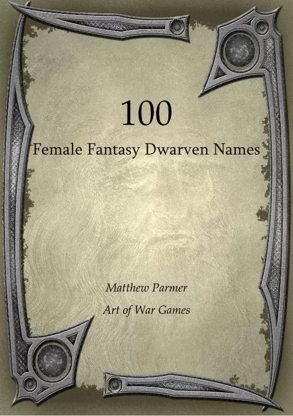 100 Female Fantasy Dwarven Names - Art of War Games | "100" Books ...