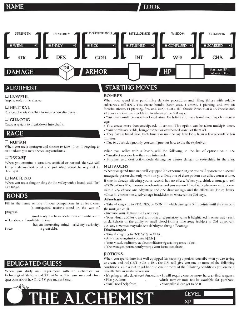 The Alchemist - Dungeon World Playbook - Vectoreal Gaming | DriveThruRPG