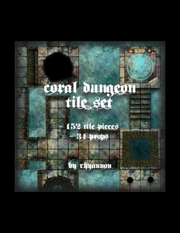 Coral Dungeon Tile Set - Rhyannon | DriveThruRPG