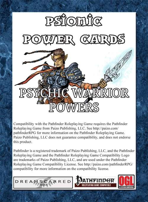 Psionic Power Cards: Psychic Warrior Powers - Dreamscarred Press ...