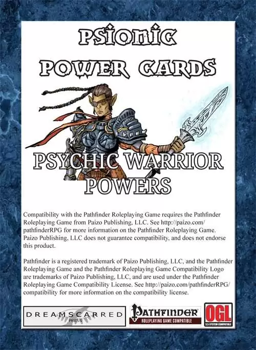 Psionic Power Cards: Psychic Warrior Powers - Dreamscarred Press ...