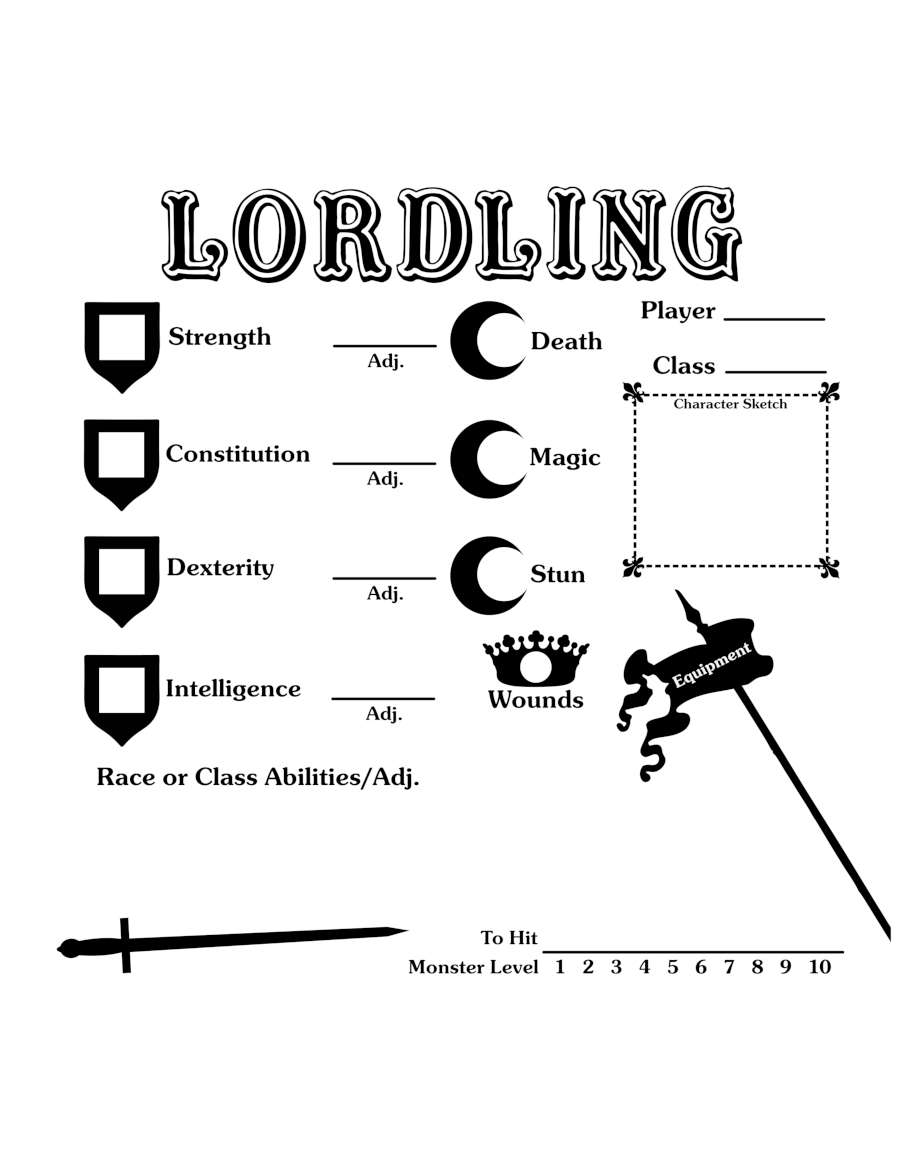 Lordling Character Sheet - Goblinoid Games | Labyrinth Lord | DriveThruRPG