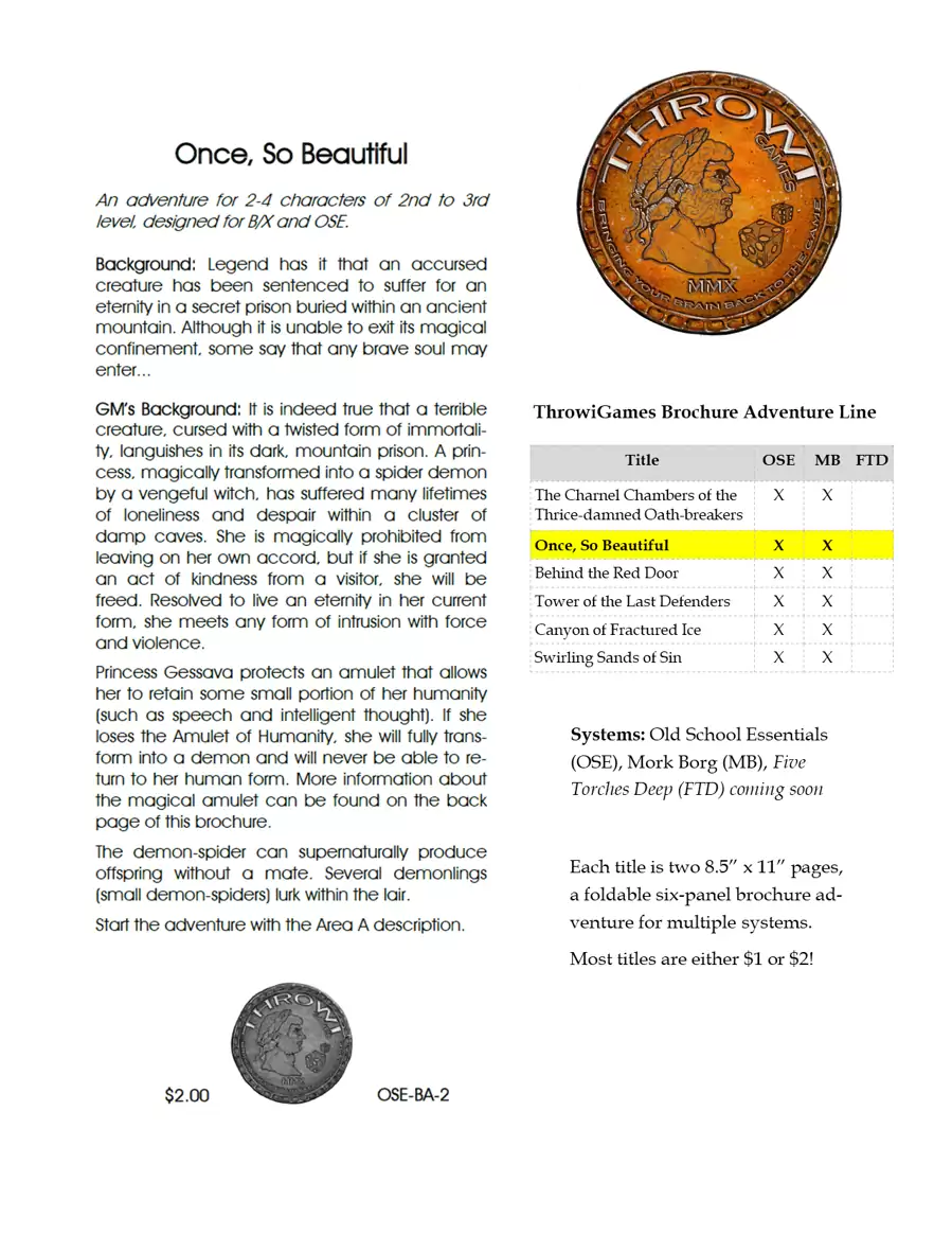 Once, So Beautiful - OSE-BA-2 - ThrowiGames | DriveThruRPG