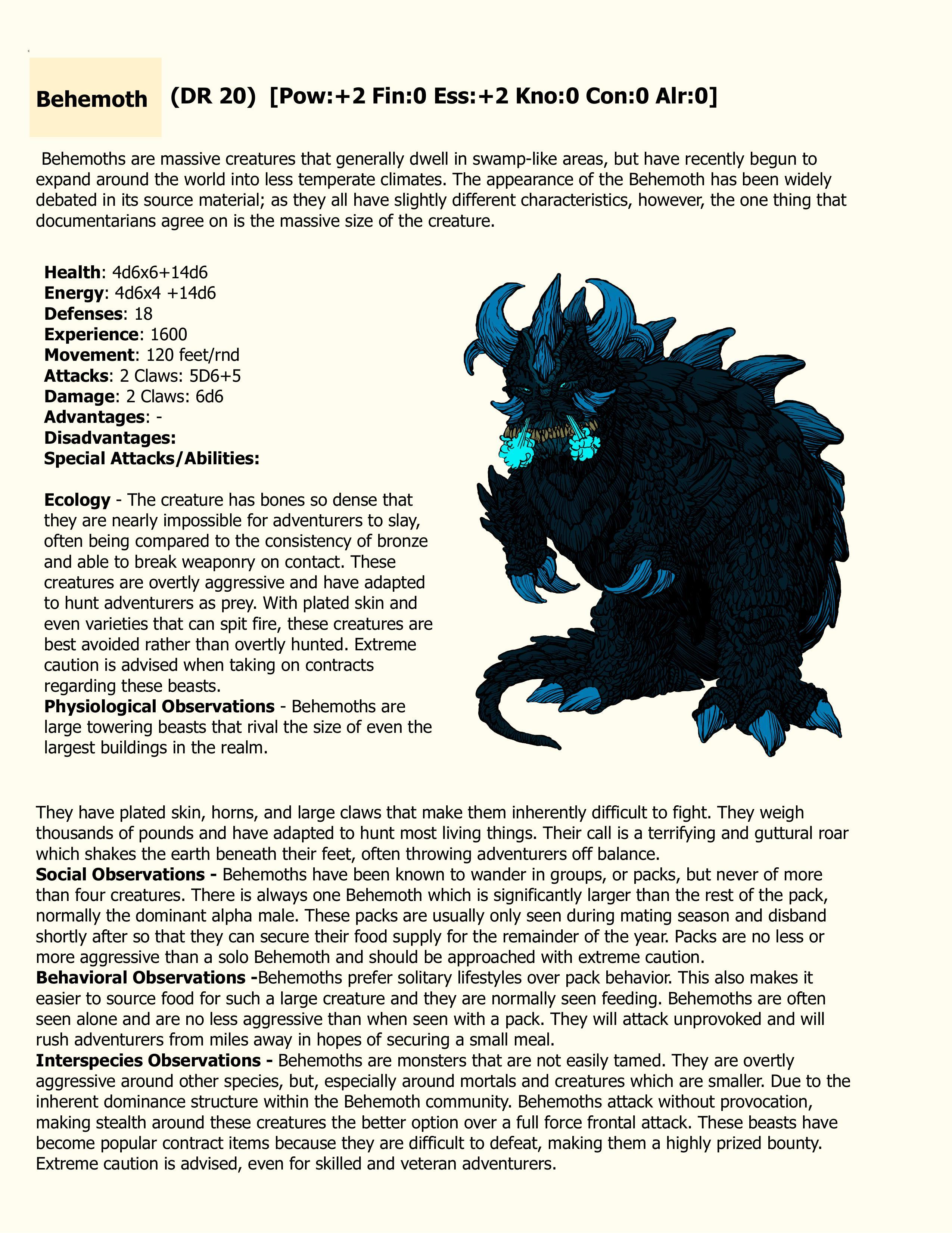 Creature Ecologies Behemoth (MM) - McNabb Games | DriveThruRPG