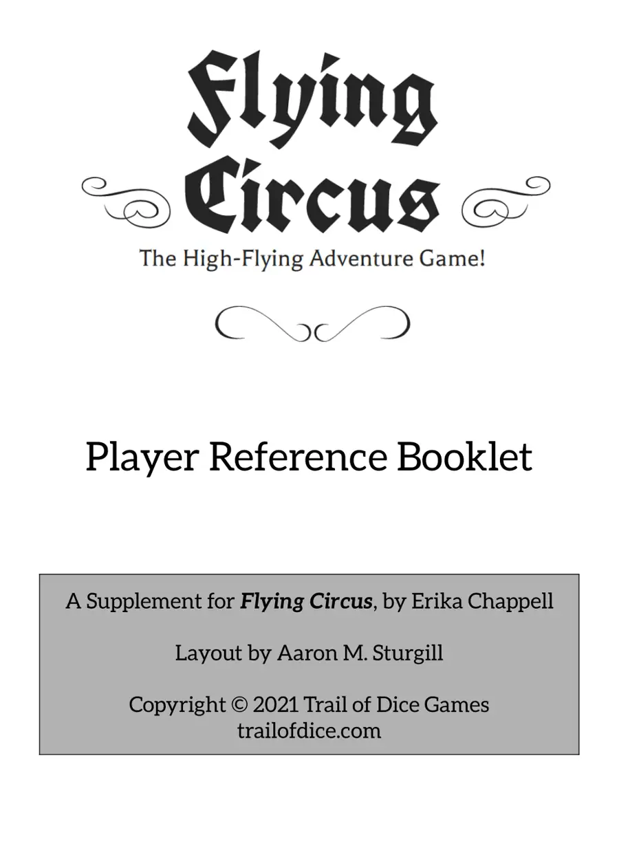 Flying Circus Players Guide - Trail of Dice | DriveThruRPG