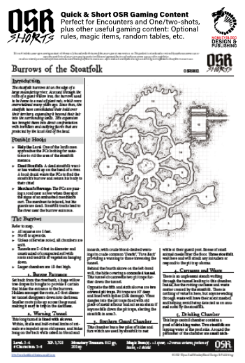 OSR Shorts: Burrows of the Stoatfolk - MonkeyBlood Design | OSR Shorts ...