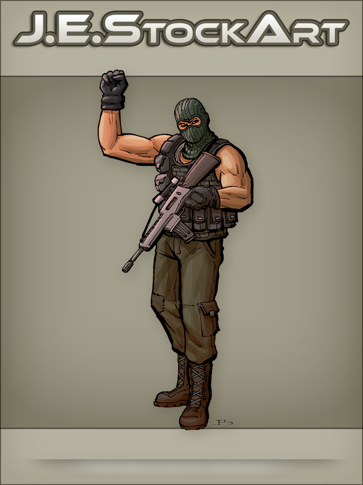 JEStockArt - Modern - Sleeveless Militia Personnel Raising Fist - CNB ...