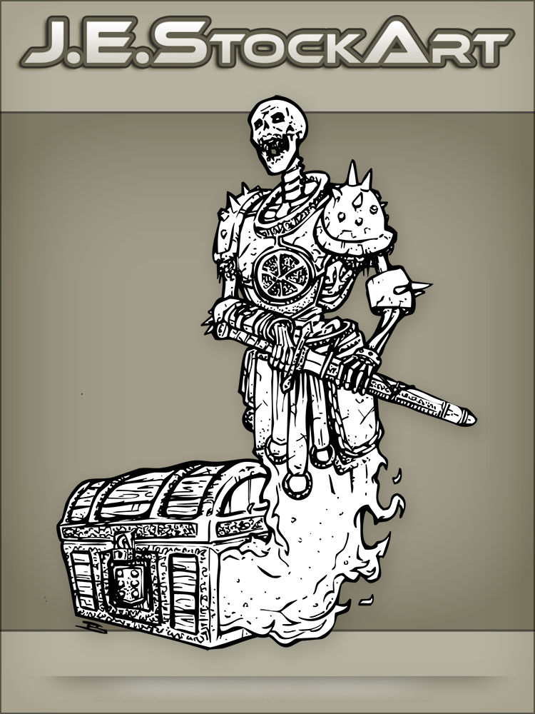 JEStockArt - Fantasy - Undead Skeletal Guardian Protecting A Locked ...