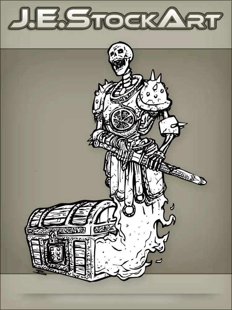 JEStockArt - Fantasy - Undead Skeletal Guardian Protecting A Locked ...