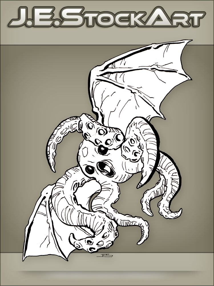 JEStockArt - Fantasy - Tentacled Bat Creature With Beak - LNB ...