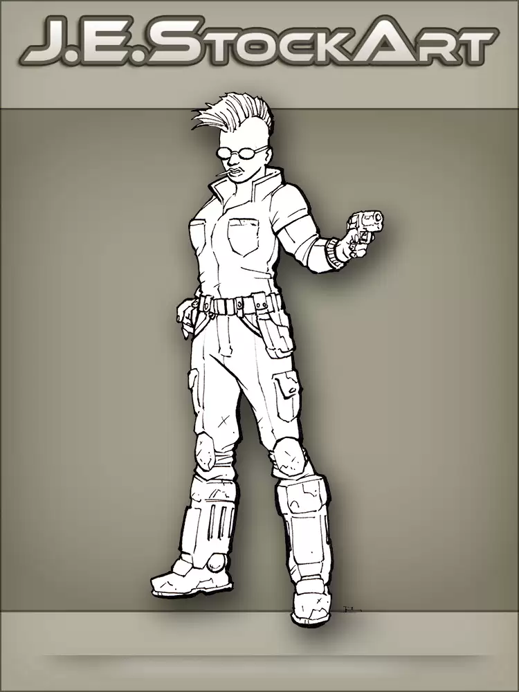 JEStockArt - SciFi - Female Merc With Tattoos And Mohawk - LNB ...
