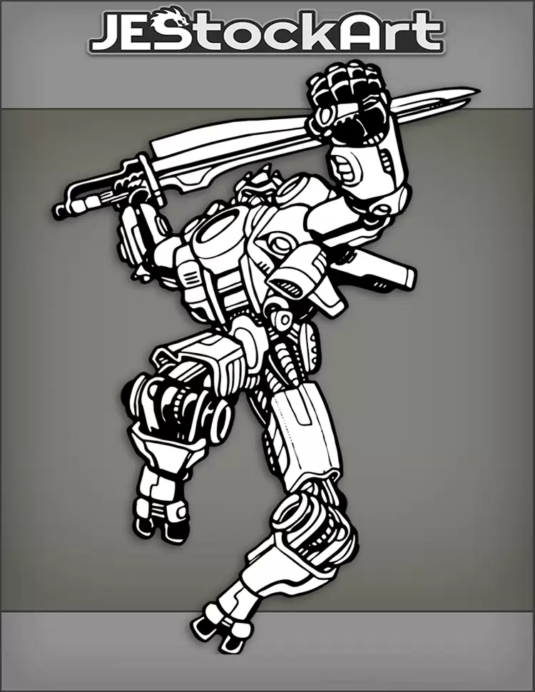 JEStockArt - SciFi - Jumping Transforming Robot Ninja With Sword - INB ...