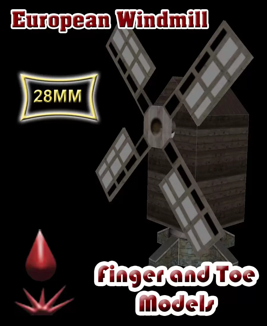 European Windmill - Finger and Toe Models | Historic Scenery | DriveThruRPG