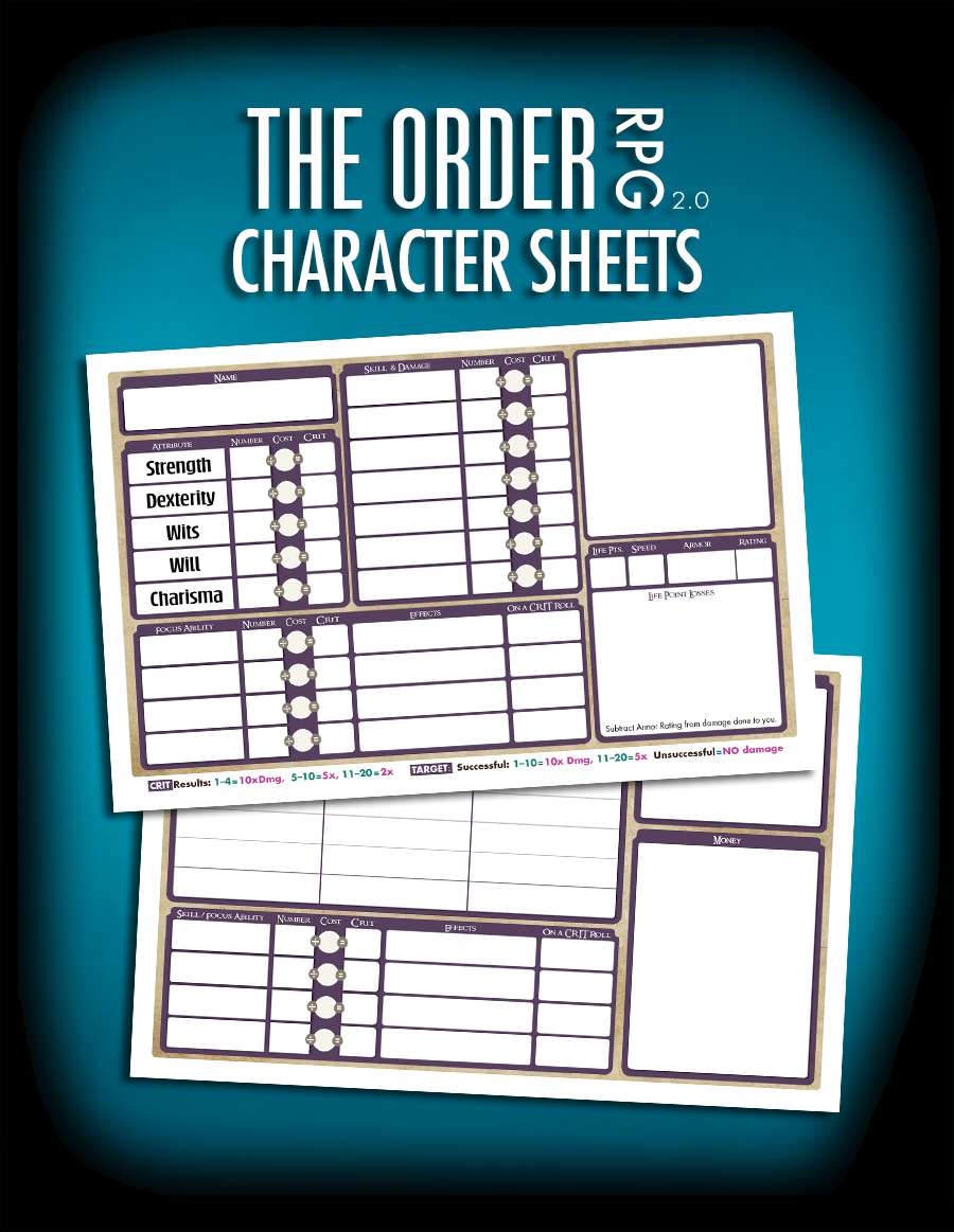 The Order - Blank Character Sheets - The Order of the Link | DriveThruRPG