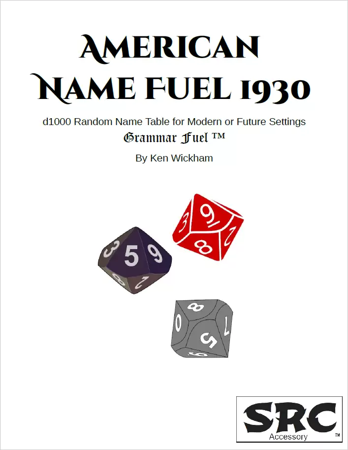 American Name Fuel 1930 - Ken Wickham | Grammar Fuel | DriveThruRPG
