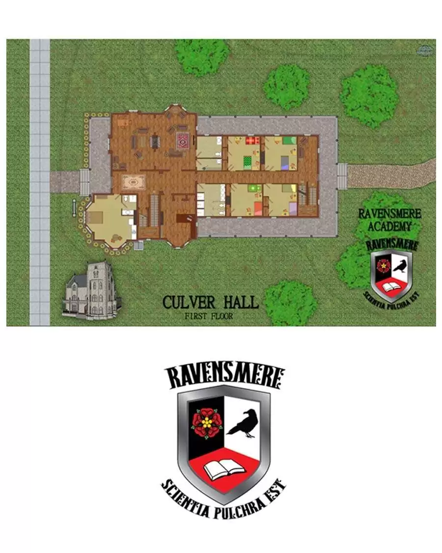 Ravensmere Academy - Culver Hall - Square Grid - Scale RealmsRPG Maps ...