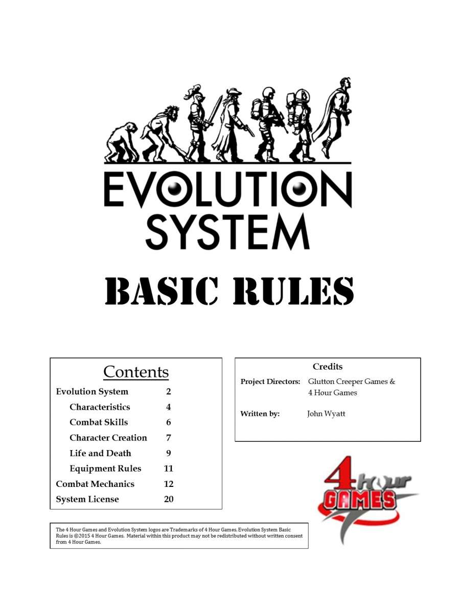 Evolution System: Basic Rules - 4 Hour Games | DriveThruRPG