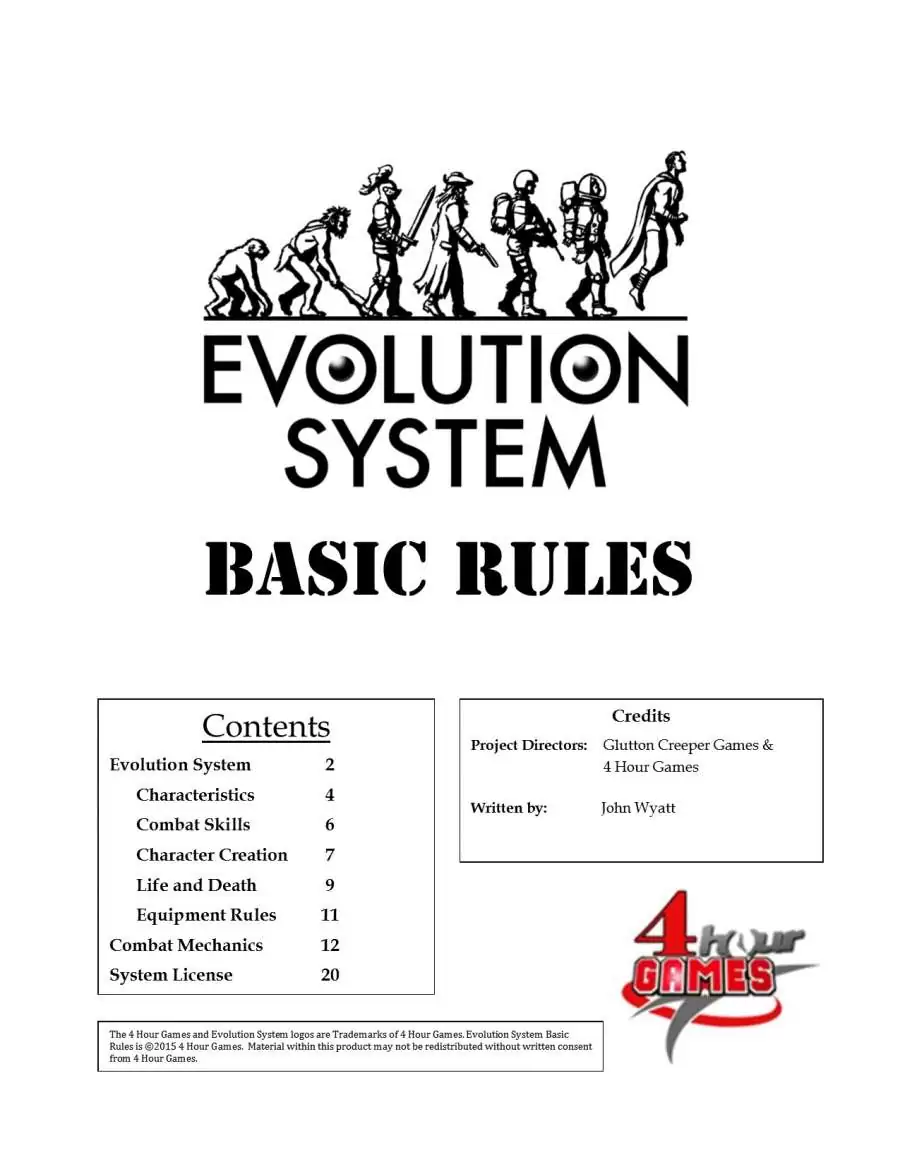 Evolution System: Basic Rules - 4 Hour Games | DriveThruRPG