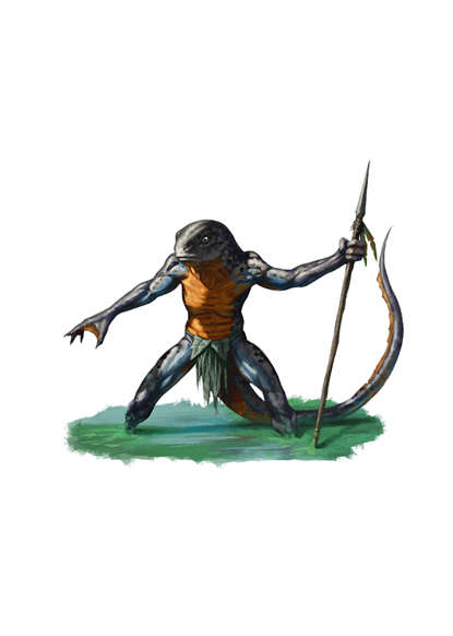 Filler spot colour - character: humanoid newt with spear - RPG Stock ...