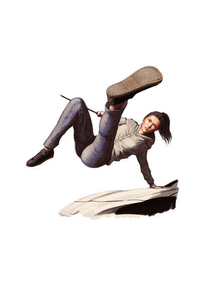 Filler spot colour - character: girl jumping over car - RPG Stock Art ...