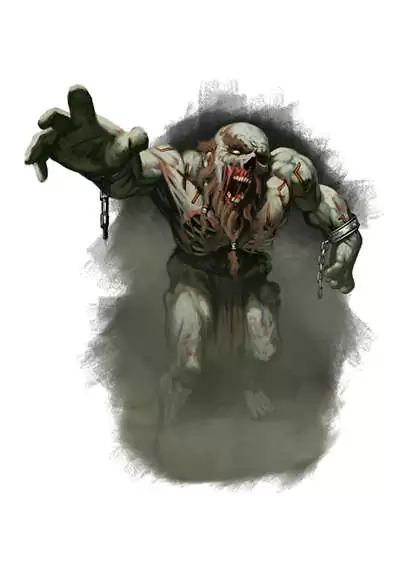 Filler spot colour - character: zombie dwarf with chains and tattoos ...