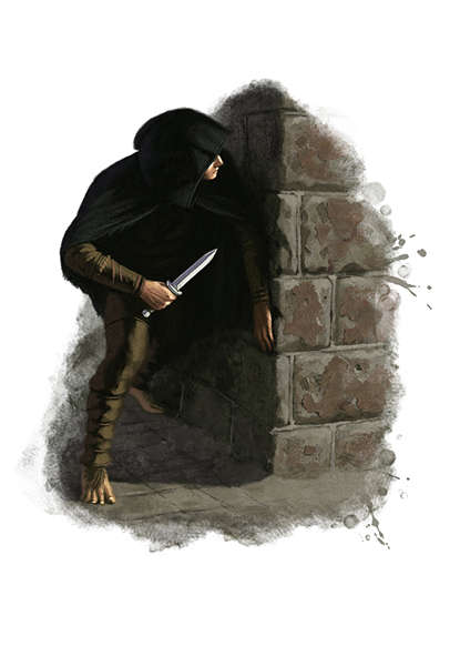 Filler spot colour - character: halfling with dagger - RPG Stock Art ...