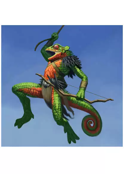 Colour card art - character: humanoid chameleon with bow - RPG Stock ...
