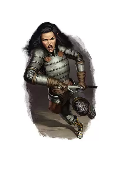 Filler spot colour - character: elf warrior with prosthetic leg - RPG ...