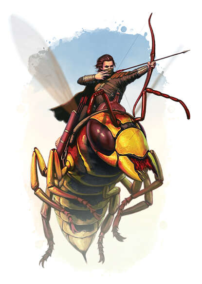 Filler spot colour - character: halfling wasp rider - RPG Stock Art ...