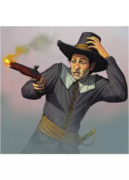 Colour card art - character: puritan with flintlock - RPG Stock Art ...