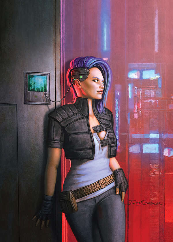 Cover full page - Cyberpunk Hacker Girl - RPG Stock Art - Dean Spencer ...