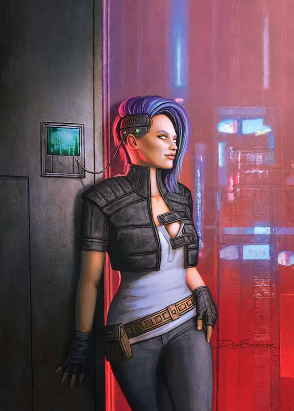 Cover full page - Cyberpunk Hacker Girl - RPG Stock Art - Dean Spencer ...