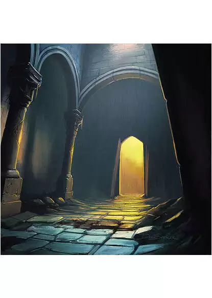 Colour card art - environment: dungeon corridor - RPG Stock Art - Dean ...