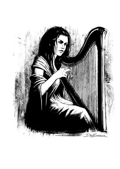 Filler spot - character: harp player - RPG Stock Art - Dean Spencer Art ...
