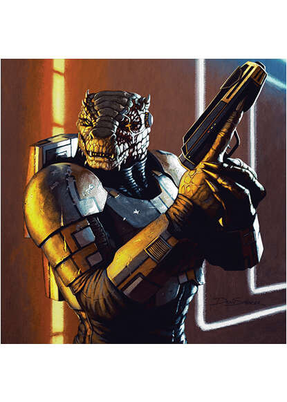 Colour card art - character: vesk bounty hunter - RPG Stock Art - Dean ...