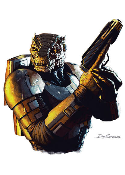 Colour cut out - character: vesk bounty hunter - RPG Stock Art - Dean ...