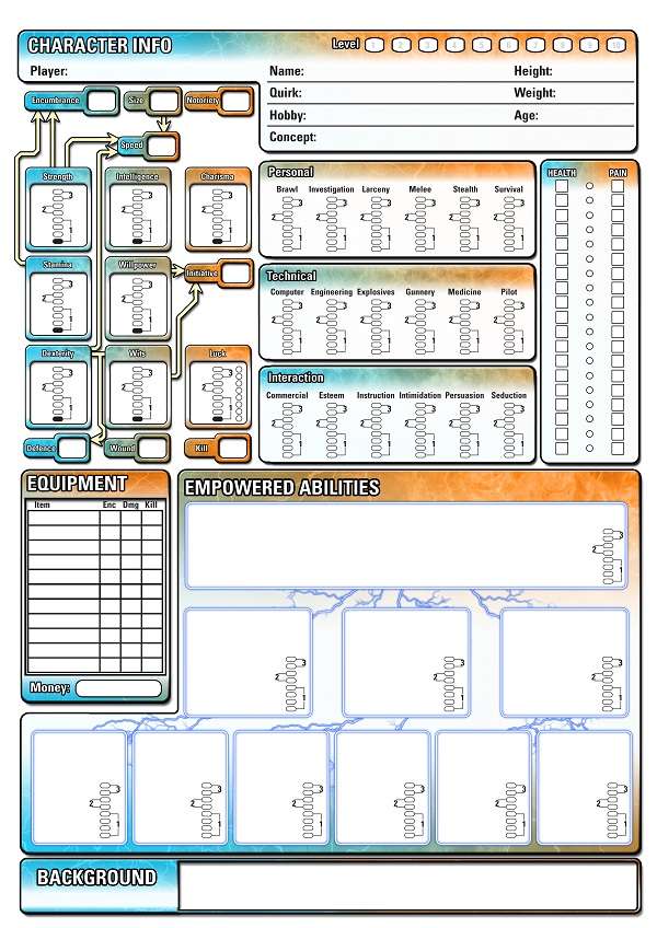 Era: The Empowered Character Sheet - Shades of Vengeance | DriveThruRPG