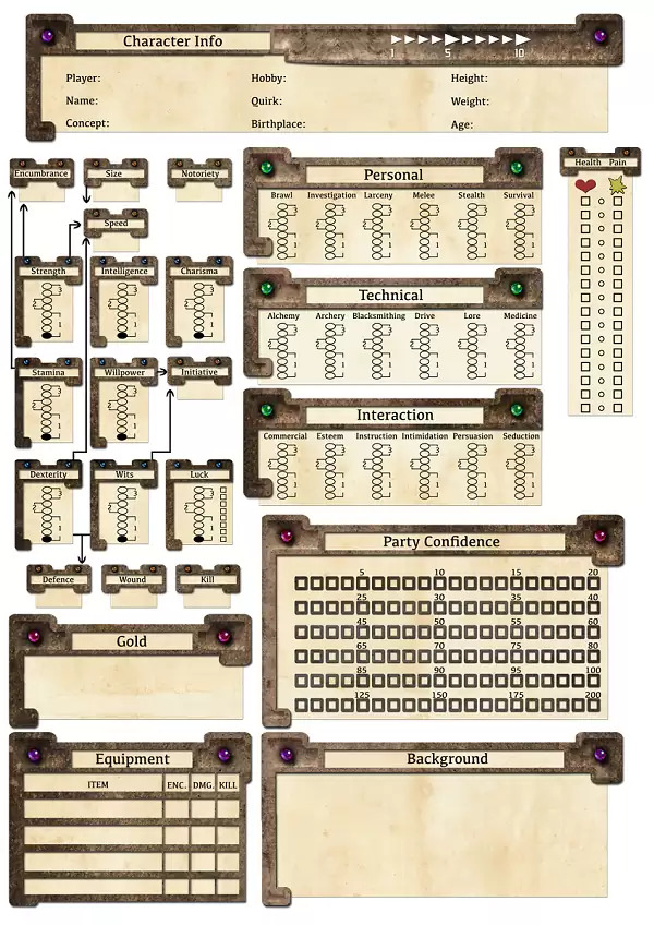 Era: Lyres Character Sheet - Shades of Vengeance | DriveThruRPG