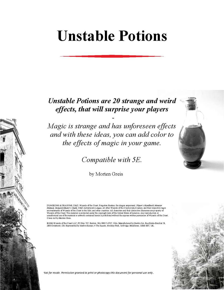 Unstable Potions for 5E - Greis Games | DriveThruRPG