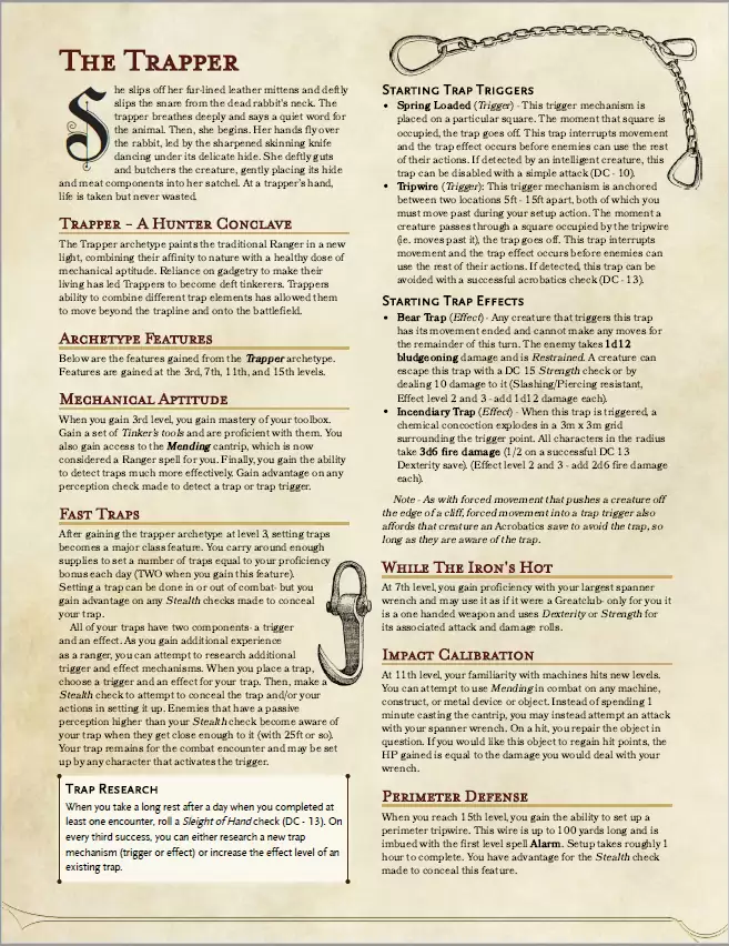 The Trapper - A Ranger Archetype - Trelling Games | DriveThruRPG
