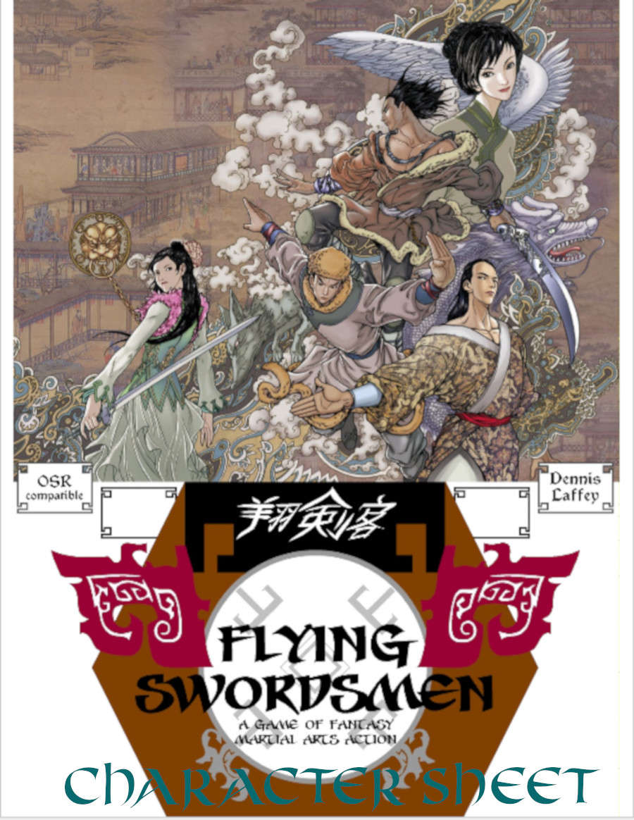 Flying Swordsmen RPG Character Sheet - Hidden Treasure Books | DriveThruRPG