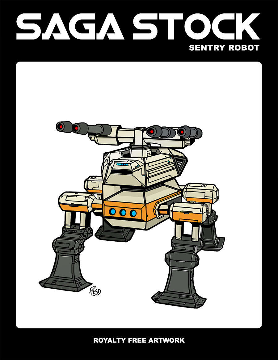 Saga Stock (Sentry Robot #2) - Saga Arts | SciFi Stock Art | DriveThruRPG