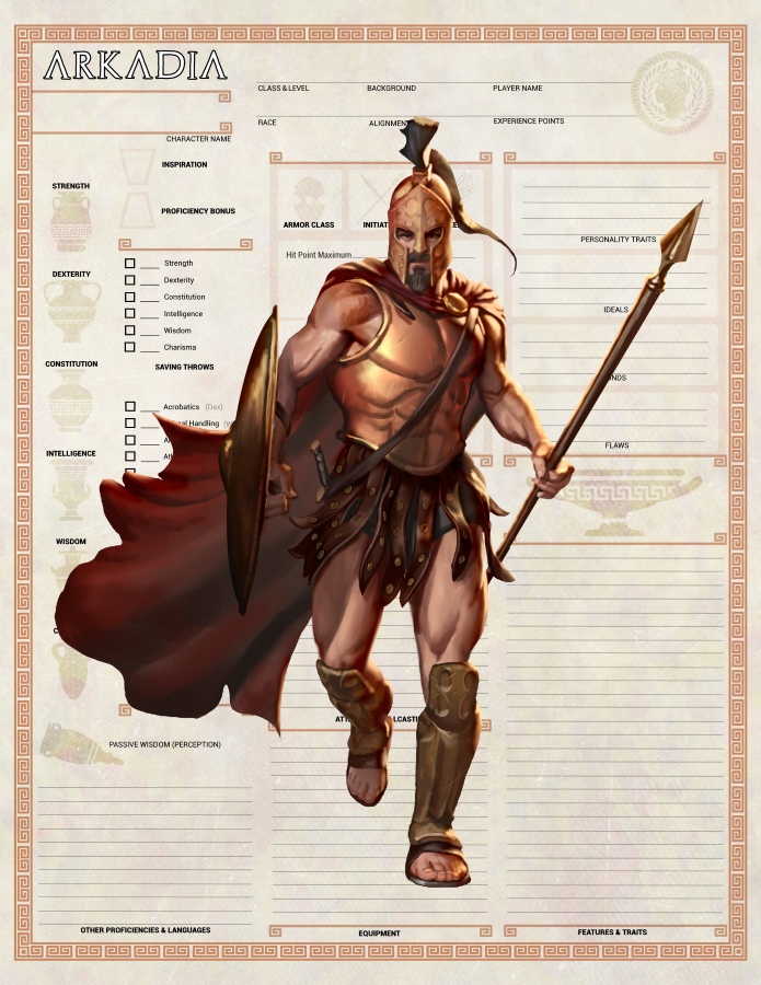 Arkadia Character Sheets - Greek Character Sheets for 5e - Arcana Games ...