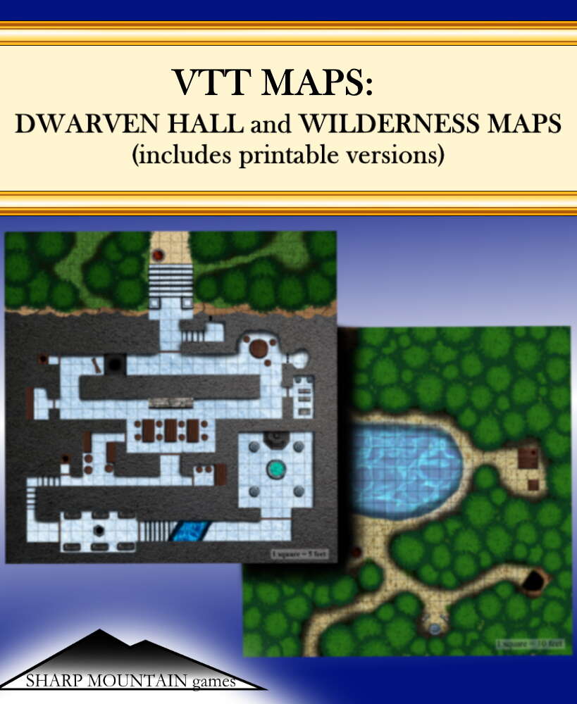 VTT Map Pack: Dwarven Hall, Wilderness Map, and Assets - Sharp Mountain ...