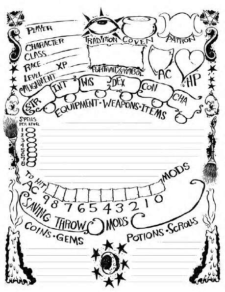 Witch Character Sheet - S&W - The Other Side Publishing | Original Era ...