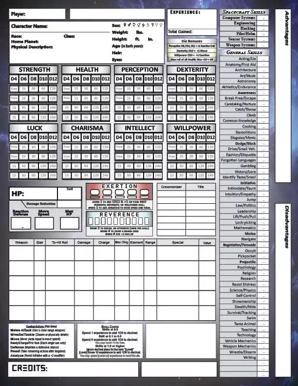 Spaceship Architect Character Sheet - 26 Letter Publishing | Spaceship ...